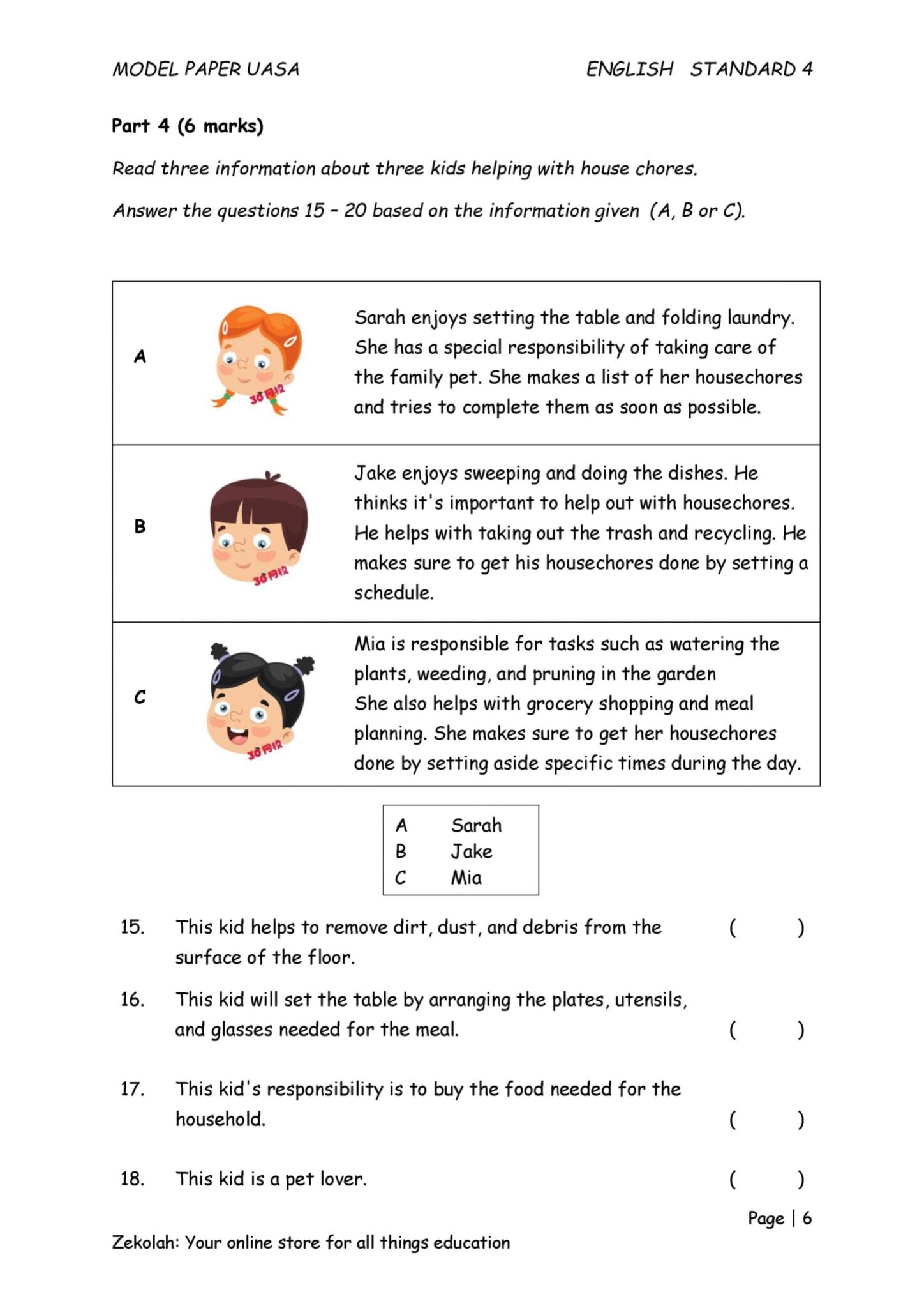 【UASA考卷】四年级 【UASA Model Exam Paper】Standard 4