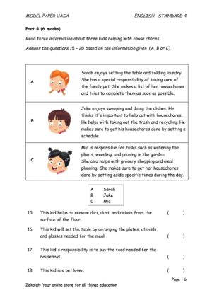 【UASA考卷】四年级 【UASA Model Exam Paper】Standard 4
