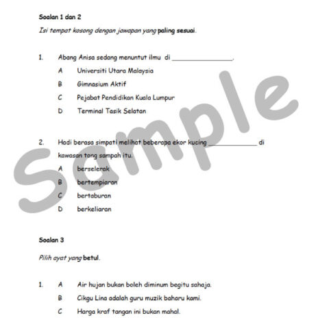 六年级 国语 年中考试 UASA格式 Standard 6 Bahasa Melayu Mid Year Exam Paper UASA - Zekolah.com
