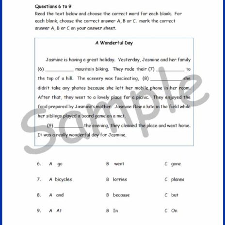 六年级 英语 全年考卷 UASA格式 Standard 6 BI Full Year Exam Paper UASA - Zekolah.com