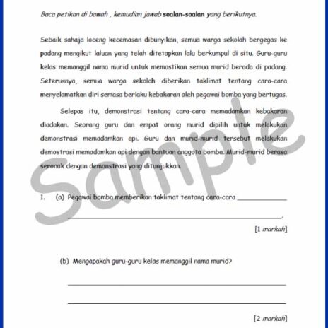 六年级 国语 全年考卷 UASA格式 Standard 6 BM Full Year Exam Paper UASA - Zekolah.com