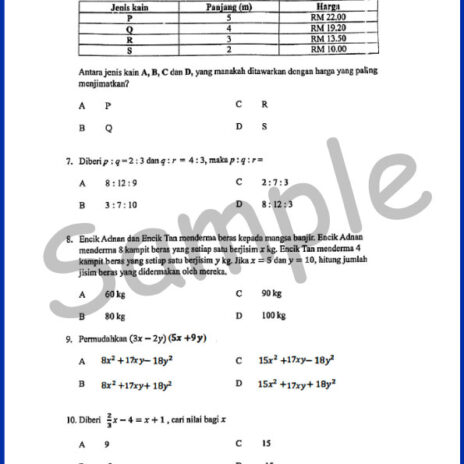 Tingkatan 1 Matematik Peperiksaan Akhir Tahun - Form 1 Mathematics Year ...